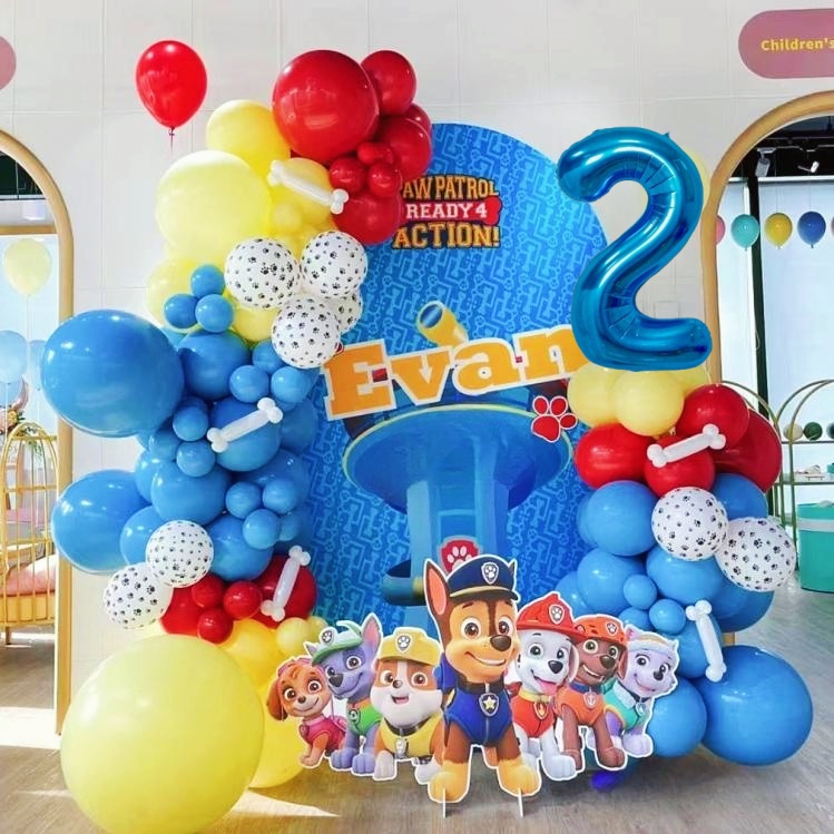 76pcs Paw Patrol Balloon Dog Gift 32inch Blue Number Balloon Decorations Garland Arch Kit Kids ...