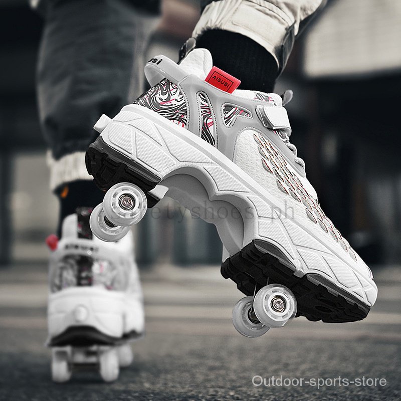 Transformative Shoes Four-Wheel Dual-Use Skates Double Row Roller ...