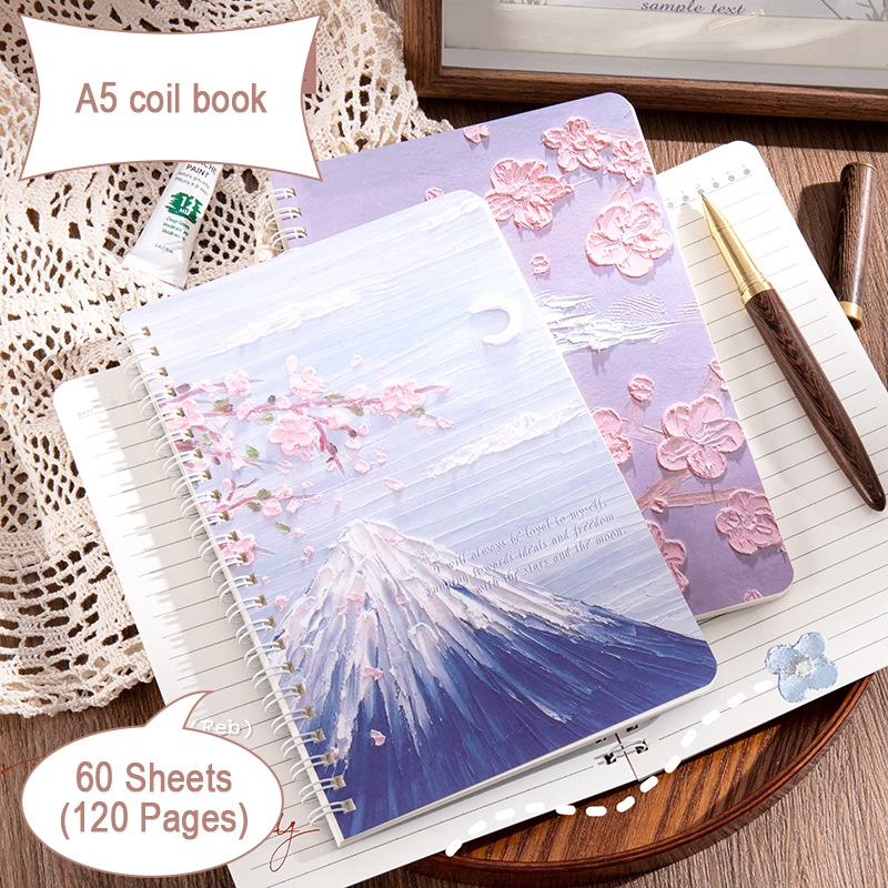 60 Sheets A5 Oil Painting Coil Notebook Aesthetic Classroom Student ...