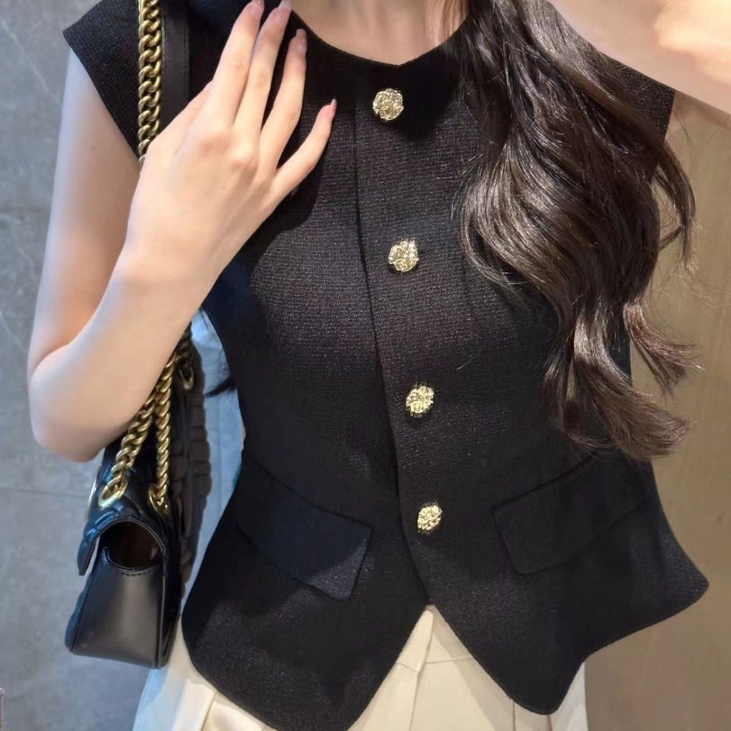 Women's Vest Top Slim-fit Slimmer Look High-End Black Vest | Shopee ...