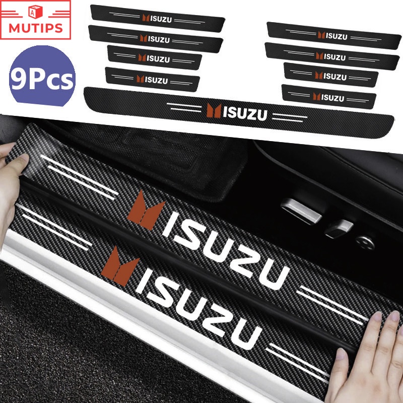 ISUZU 9Pcs/Set Carbon Fiber Car Leather Door Sill Sticker Anti Scratch ...