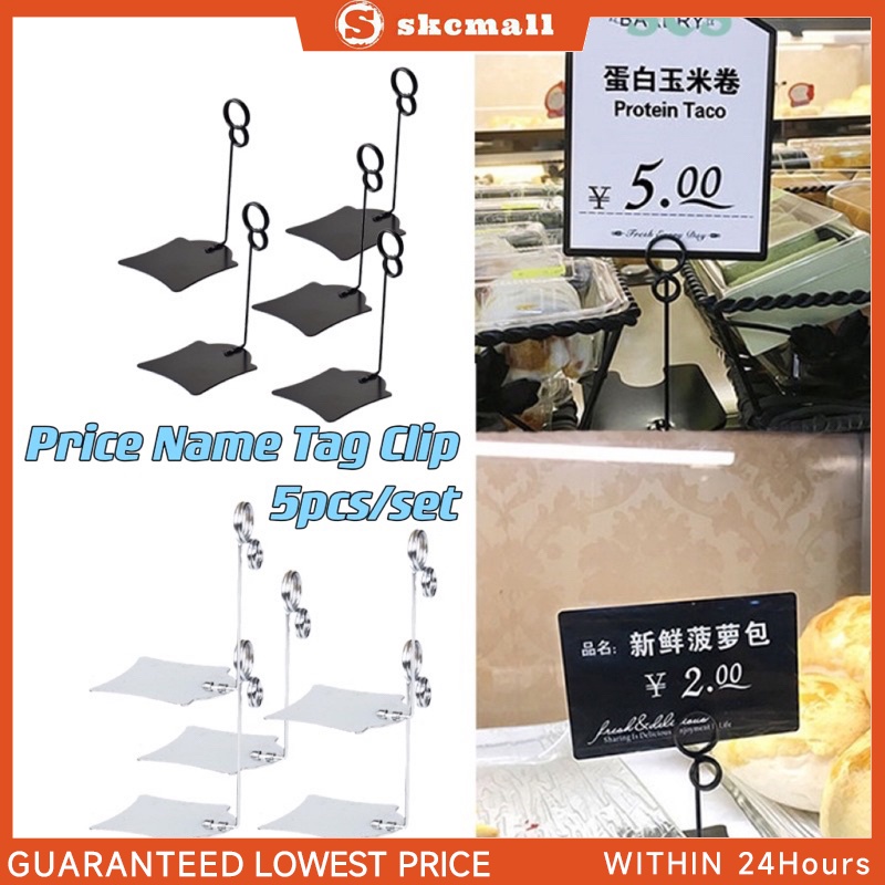 5Pcs/set Price Name Tag Clip Stand Stainless Steel Cake Bread Price ...