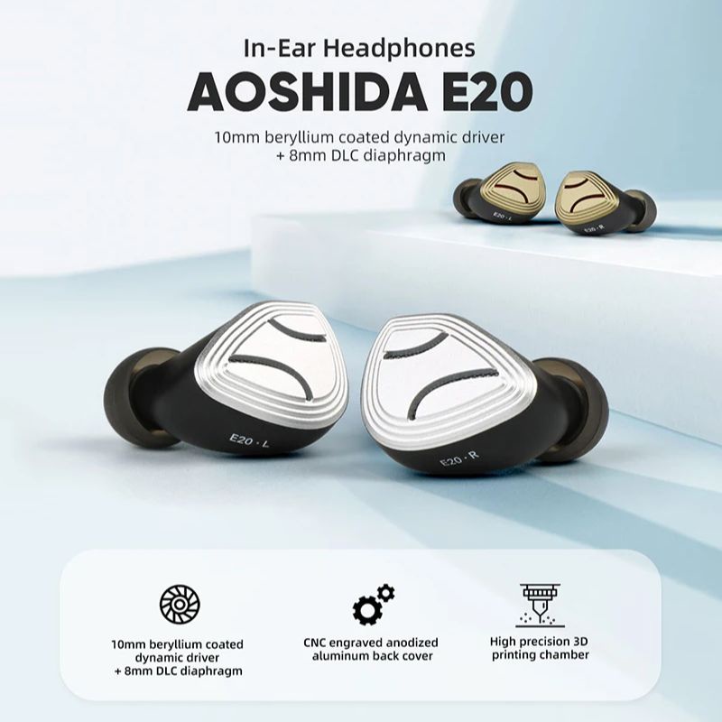 Aoshida LETSHUOER E20 Earphone 10mm Beryllium Coated Dynamic Driver 8mm ...