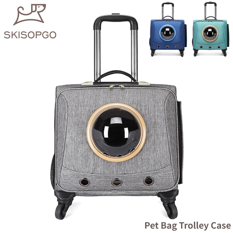 Skisopgo Pet Bag Trolley Case Outdoor Cat Dog Carrier Portable ...