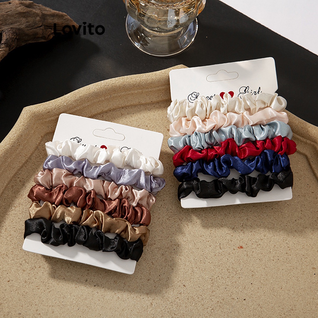 Lovito Women Casual Plain Satin Sets Color Hair Ties LFA04298 | Shopee ...