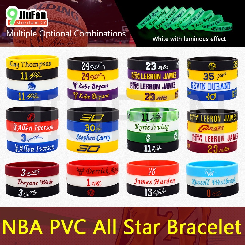 NBA Basketball Star Signature Sports Bracelet Silicone Wrist Band Men's ...