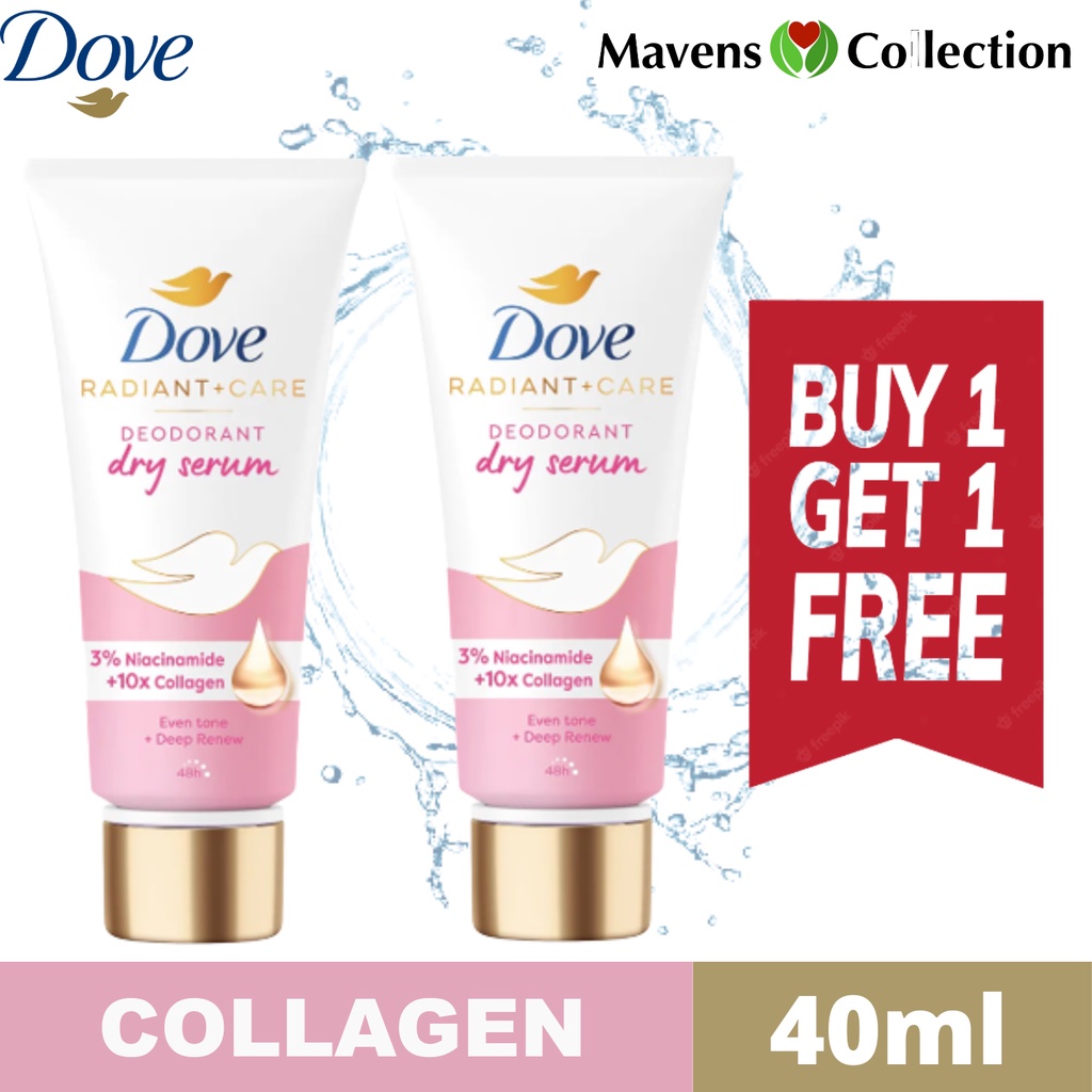 (Buy 1 Take 1) Dove Radiant + Care 40ml Deodorant Dry Serum 3% Niacinamide + 10x Collagen ...