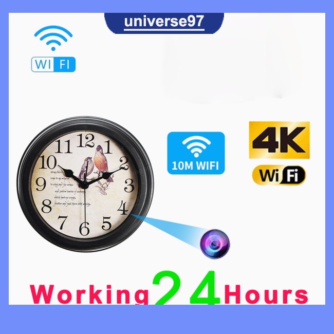 PING 4K WiFi P2P Hidden Camera Clock WiFi Small Home Security Hidden ...
