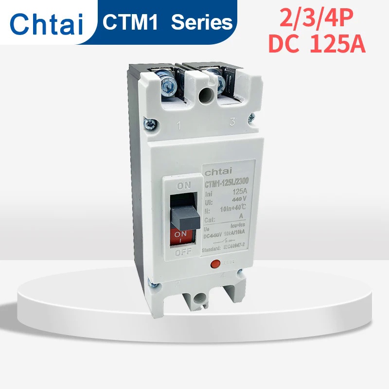 DC MCCB CTM1-125 2300 80A 100A 125A 500V Solar PV System main switch 2 Pole DC molded case ...