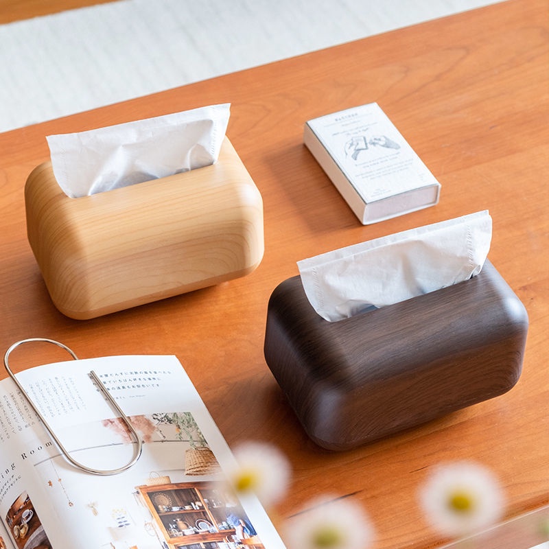 Japanese Tissue Box, Walnut Colored Tabletop Paper Drawer, Facial Towel ...