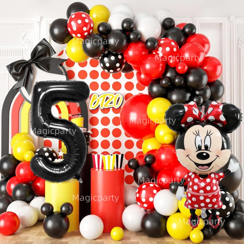 Mickey Minnie Mouse Balloon 110cm Minnie Garland Arch Kit 32inch Number ...