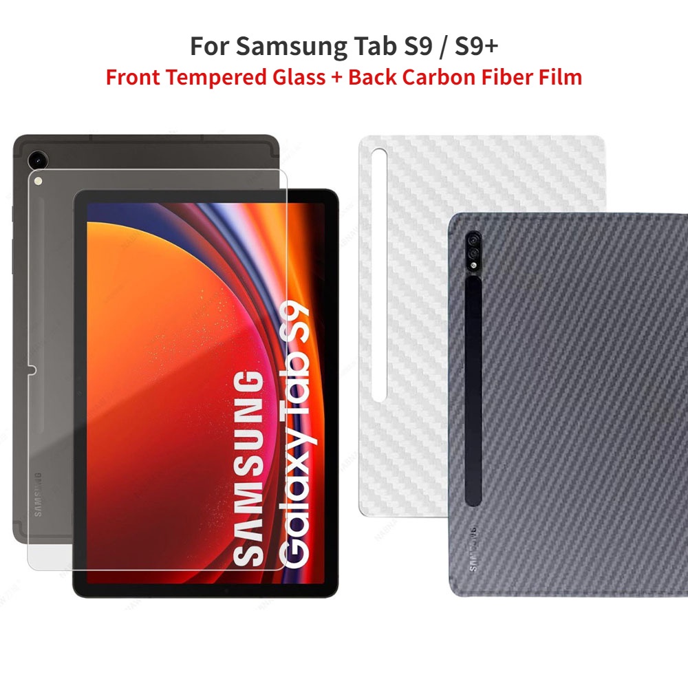 1 Set (Carbon Fiber Film + Tempered Glass) For Samsung Galaxy Tab S9 FE ...