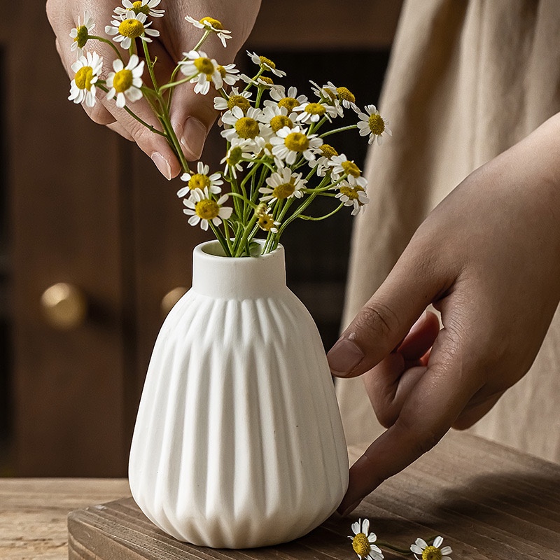 Kitchen Plus Pan Wood White Ceramic Vertical Flower Pot | Shopee ...