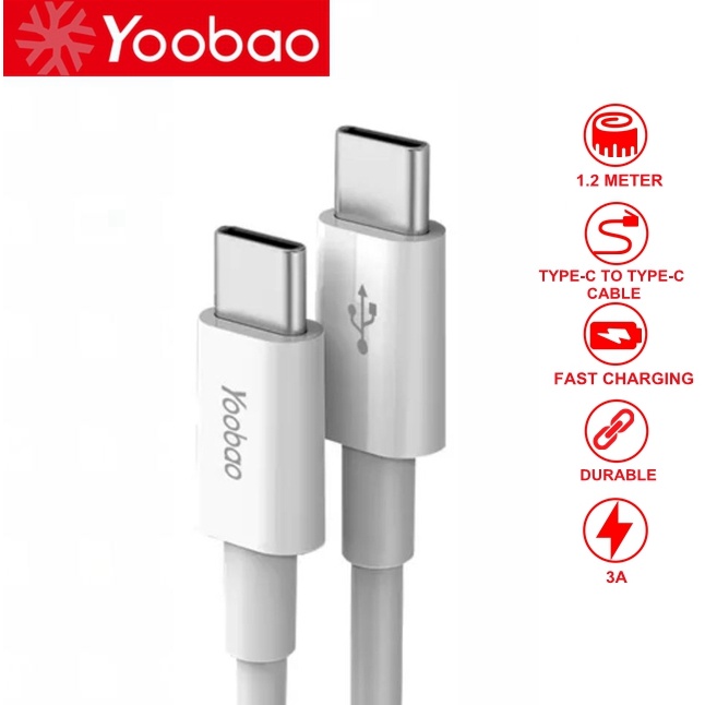 Yoobao YB-482PD Type-C to Type-C Fast Charging Cable 1.2M | Shopee Philippines
