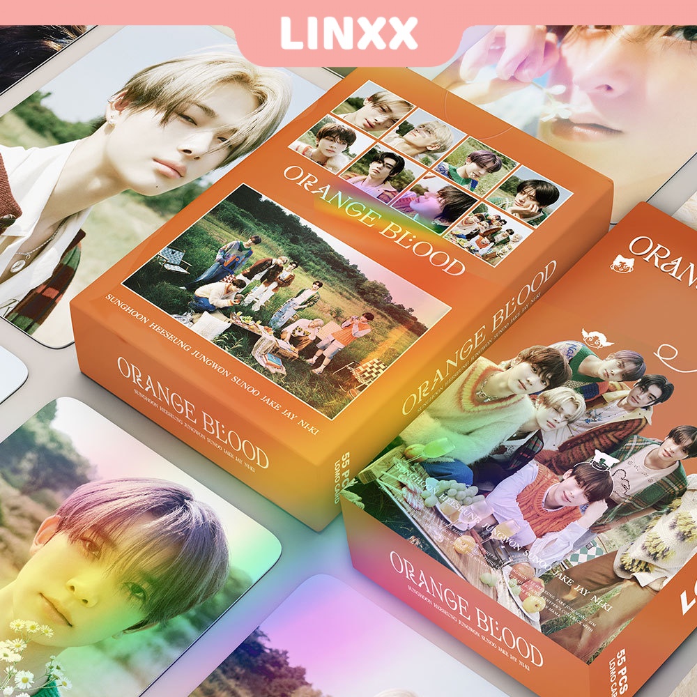 LINXX 55 Pcs EN Orange Blood Holographic Laser Card Kpop Photocards ...