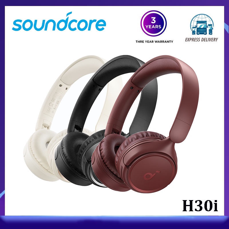 (In stock) Soundcore by Anker H30i Wireless On-Ear Foldable Headphones Pure Bass 70H Bluetooth5 ...