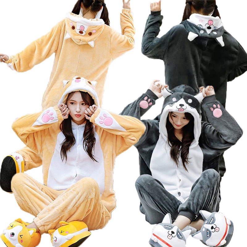 Adult Lovers Cosplay Costume White Dragon Pajamas Husky Chai Dog ...