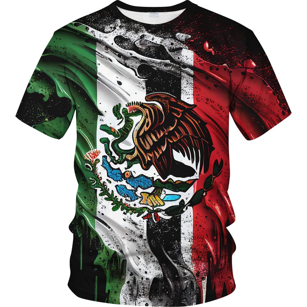 Full Print Mexican Flag Tshirt For Men Short Sleeves Summer 3d Printing ...