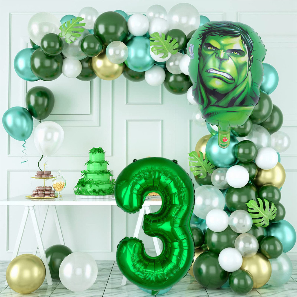 Superhero Hulk Theme Balloons Garland Arch Kit 32inch Green Number ...