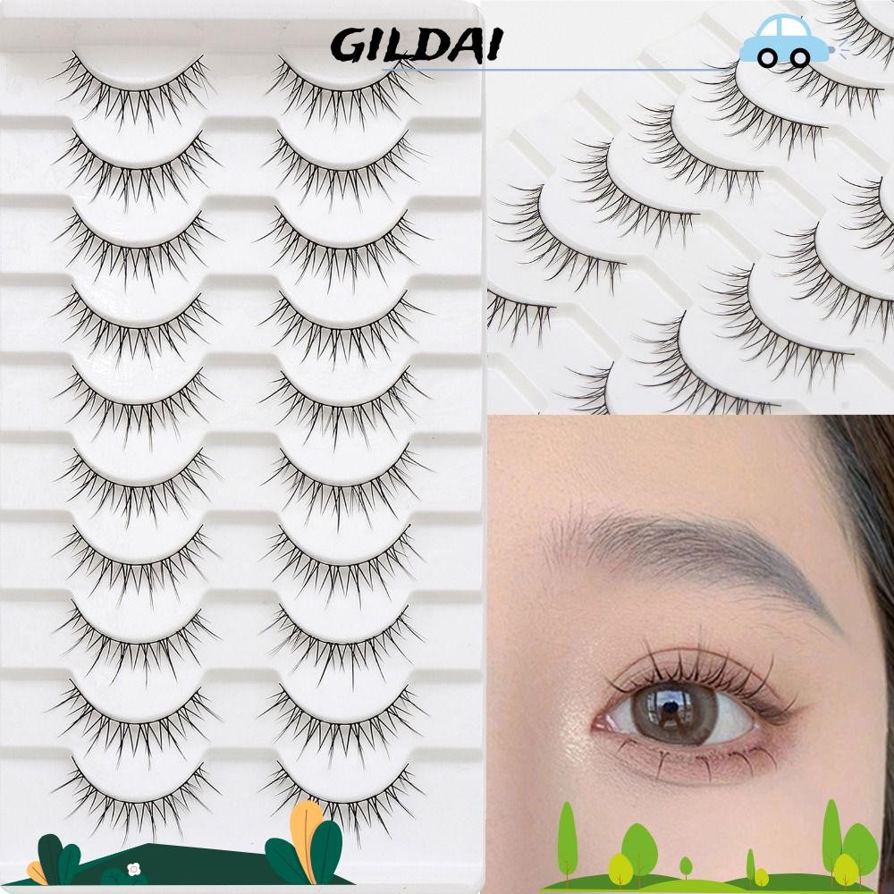 GILDAI 10 Pairs Brown False Eyelashes, Natural Look Manga Lashes ...