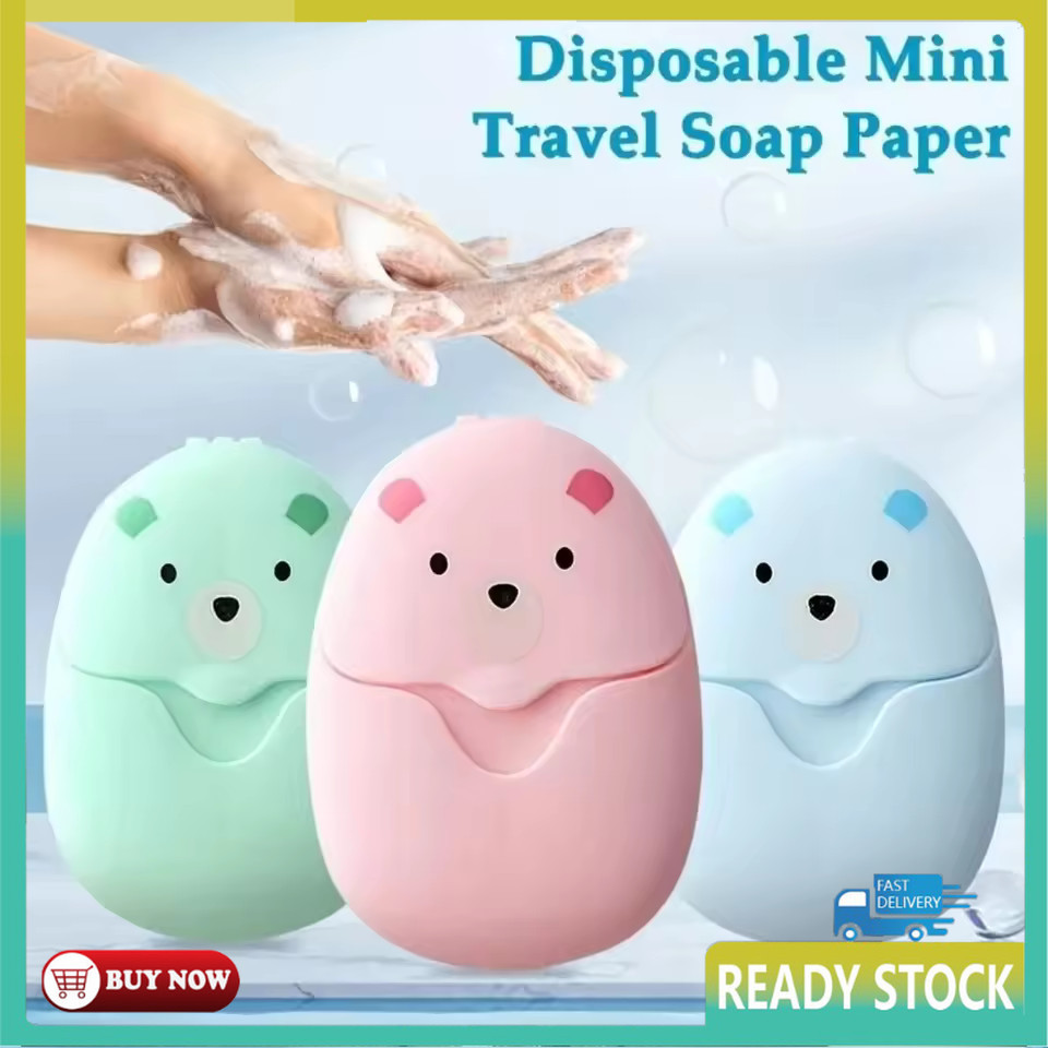 50pcs Cute Mini Soap Paper Disposable Travel Portable Hand Washing Box ...