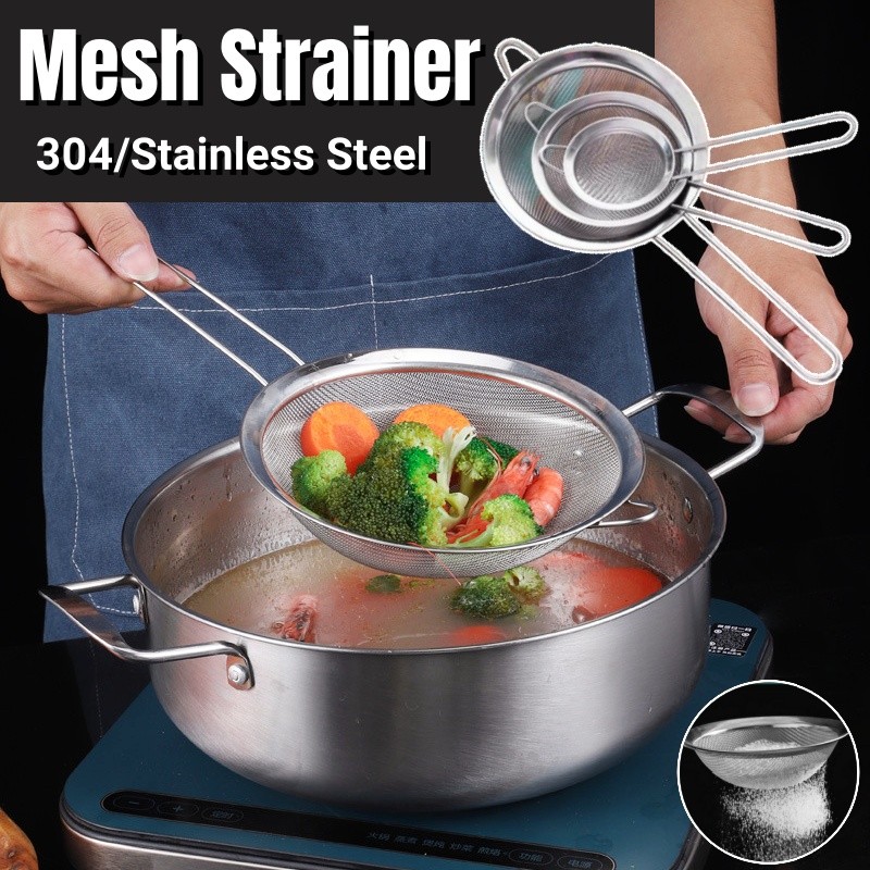 Stainless Steel Mesh Strainer Long Handle Strainers Sieve for Flour ...