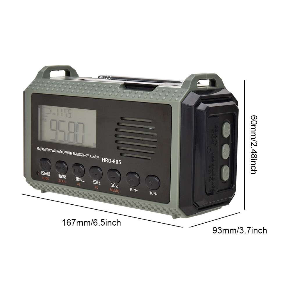 Solar Hand Crank AM FM SW NOAA Emergency Weather Radio for Outdoor ...