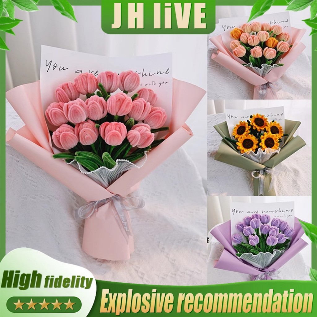 Fuzzy wire finished bouquet material package handmade DIY hair root ...