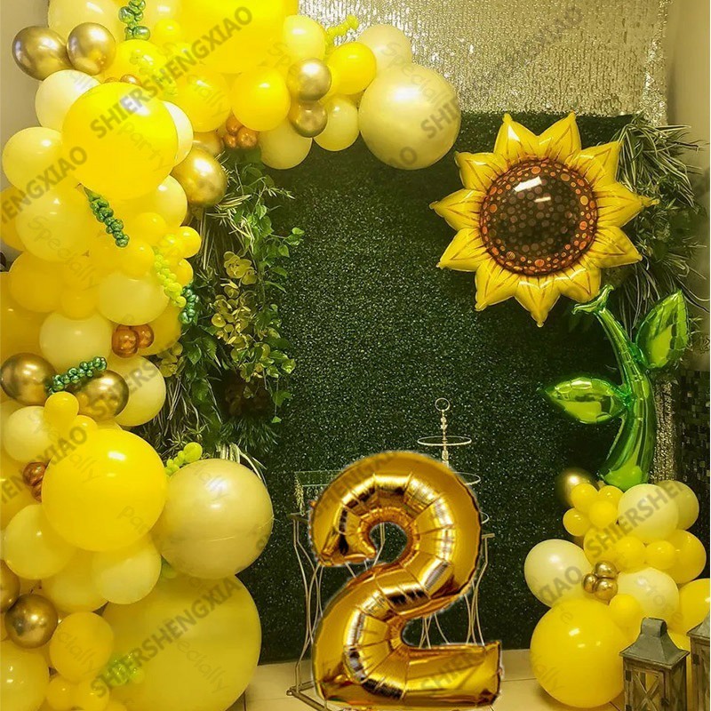 84pcs Sunflower Theme Balloon Party Sunflower and 32 Inch Gold 1-9 ...