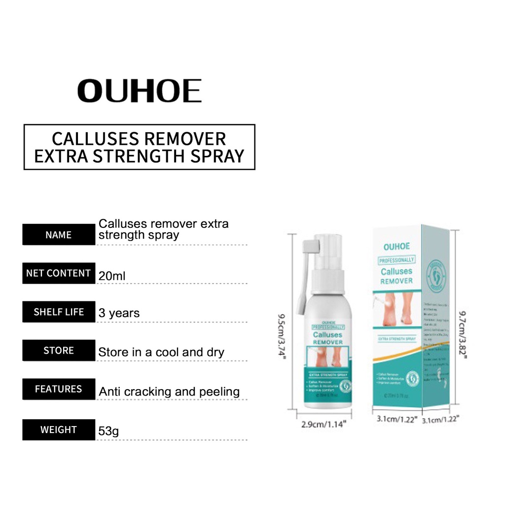 OUHOE Calluses Remover Extra Strength Spray 20ml Foot Cracking Spray ...