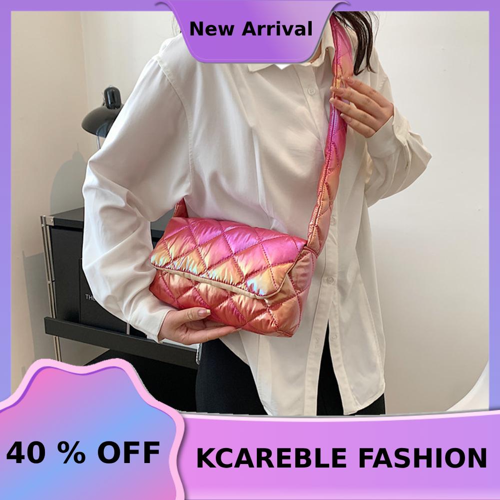 KCAREBLE Gradient Color Lady Crossbody Bag Quilted Cotton Padded Bag ...