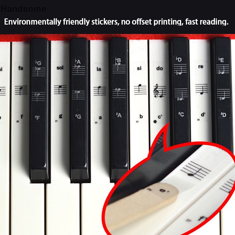 Handsome- 54/61/88 Key Piano Stickers Transparent Piano Keyboard PVC ...
