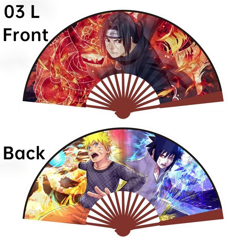 Naruto Sasuke folding fan silk cloth bamboo wood fan COS accessories ...