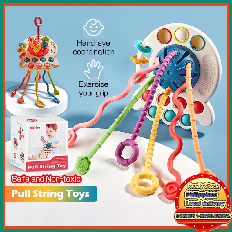 Pull String Toddler Toys Baby Hand Grip Ability Exercise Toys ...