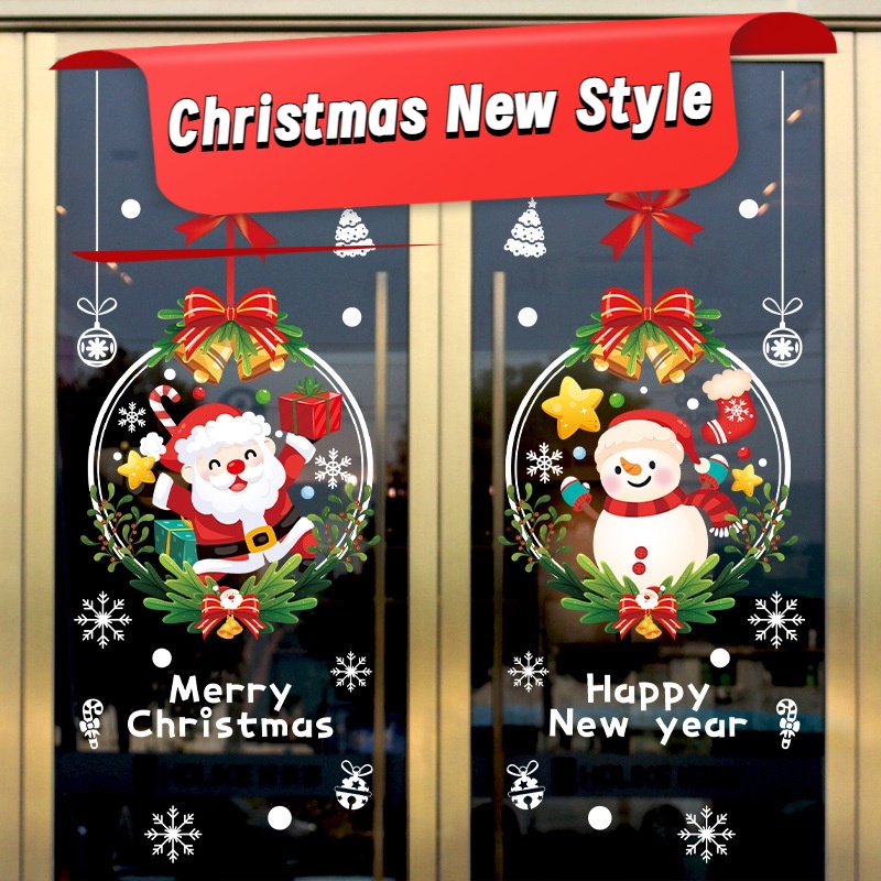 New ins Christmas Wall Stickers Glass Door Stickers Decorations Santa ...