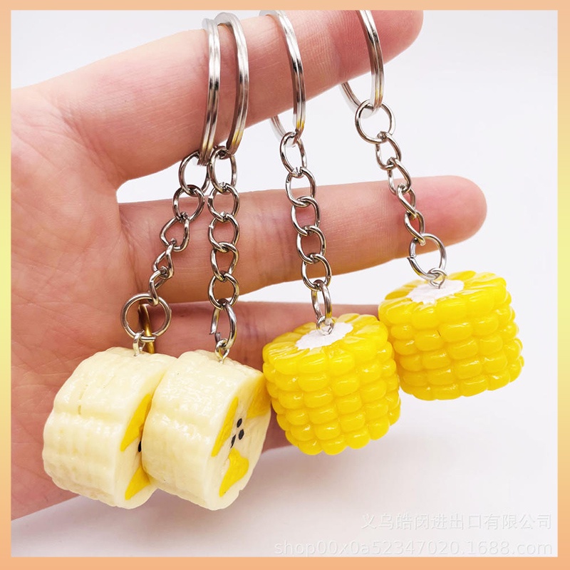 Creative Simulation Food Cartoon Corn Keychain Bag, Car Keychain ...