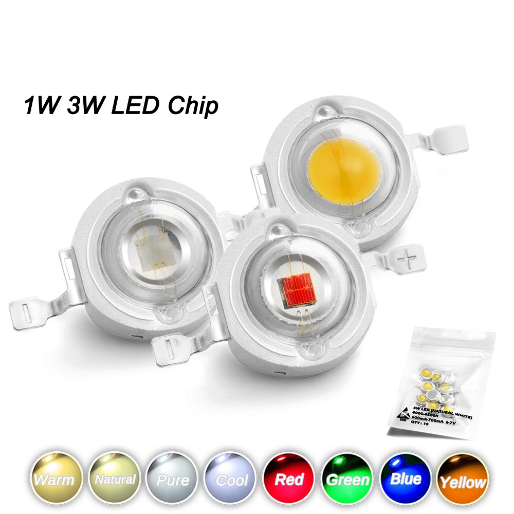 10pcs/lot High Power LED Chip 1W 3W Warm Natural Cold Cool White Red ...