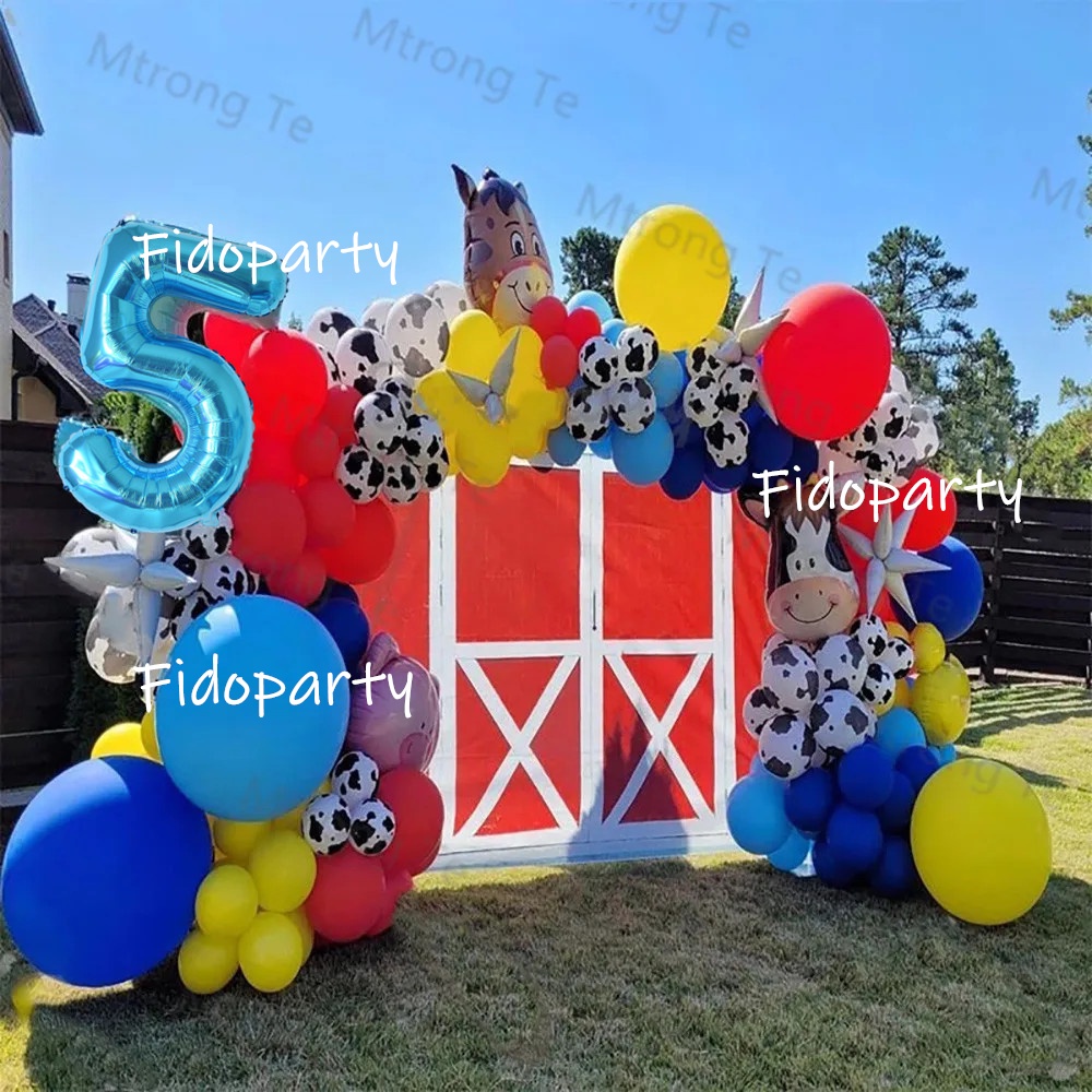Jungle Safari Animal Cow Balloons Garland Arch Kit Mini Cow Pig Head ...
