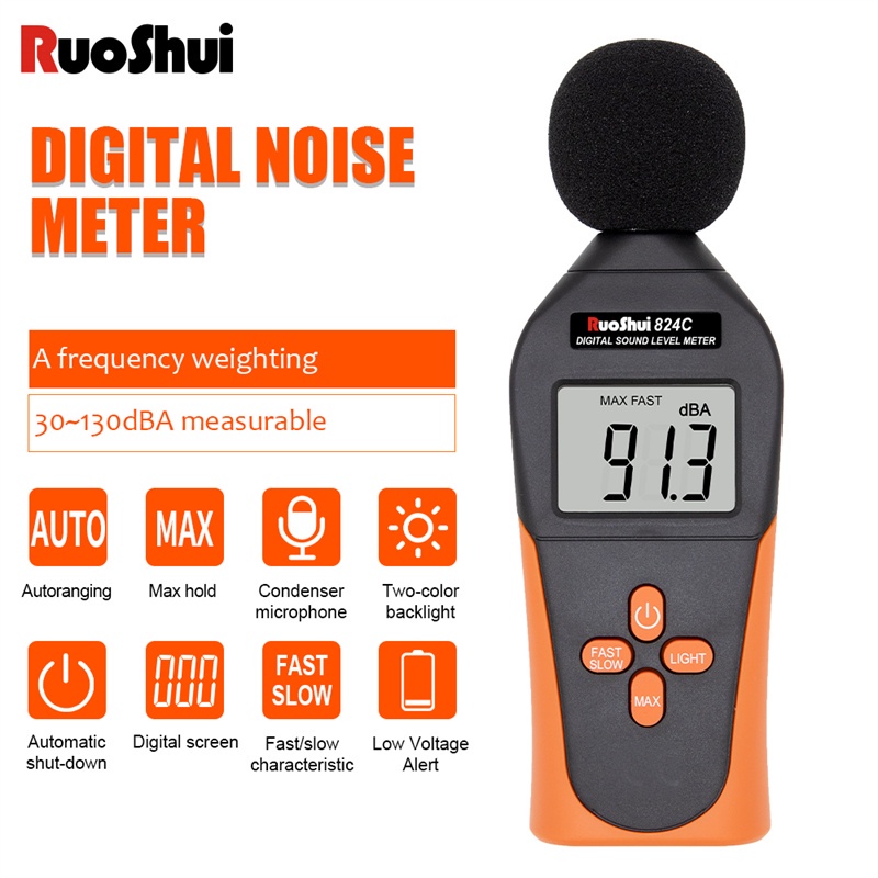 Digital Sound Level Meter RuoShui 824C Automatic Range Mesa De Som ...