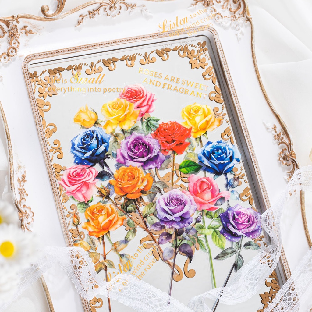 30 Pcs Floral Stickers Transparent Aesthetics Sticker Set Vintage ...