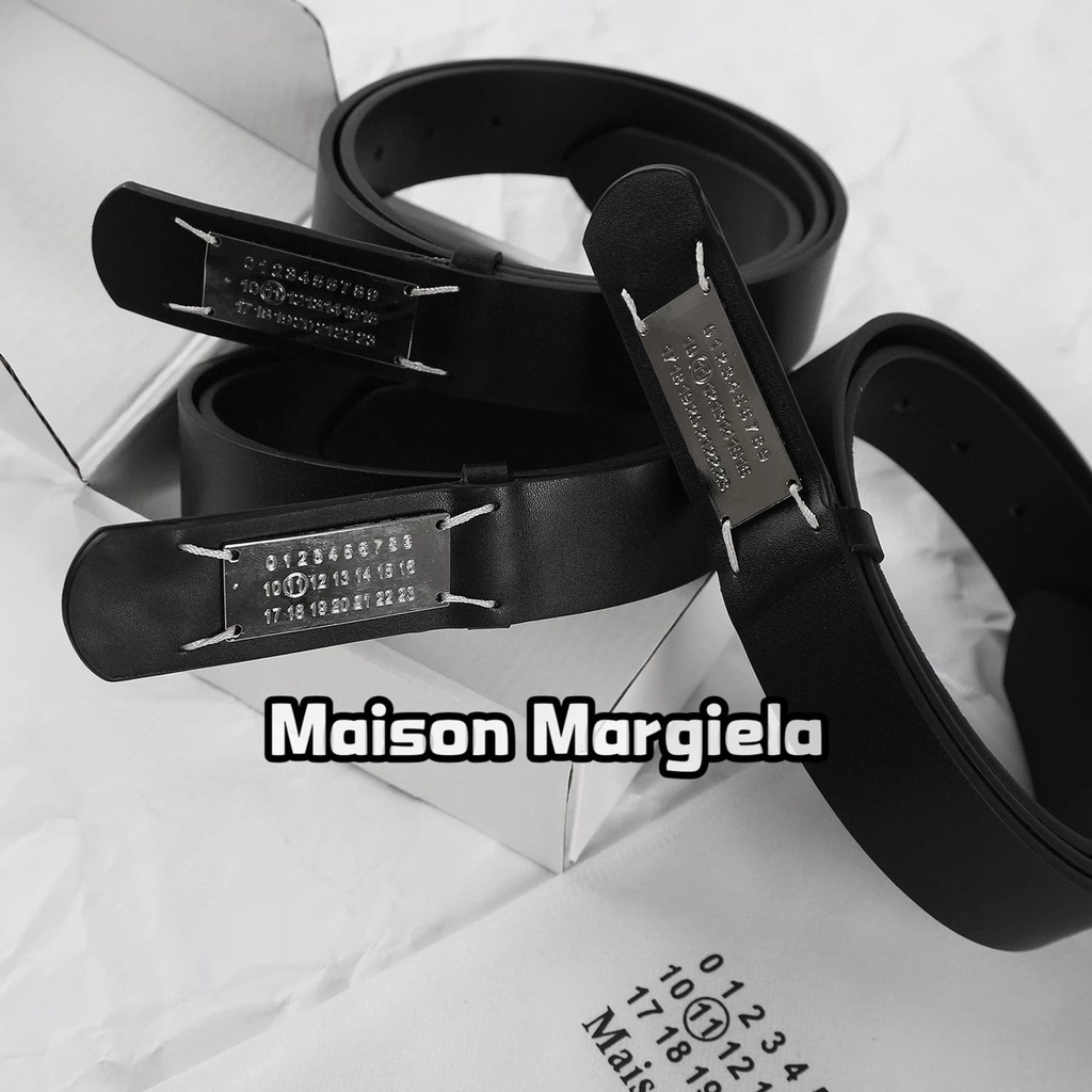 Martin Margiela MM6 belt metal nameplate LOGO design belt Pu leather ...