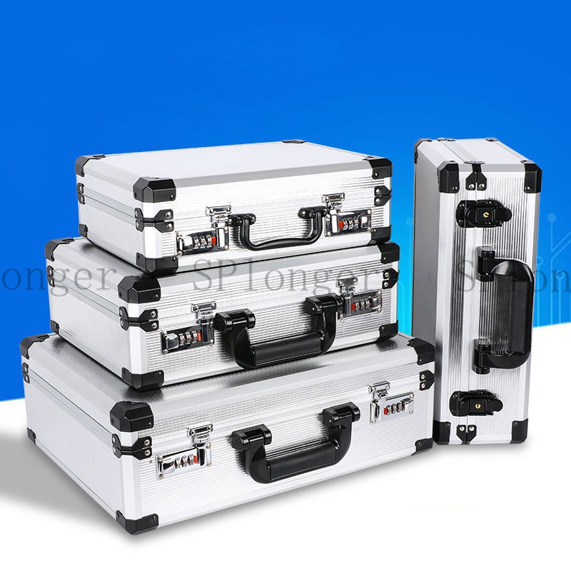 Portable Aluminum Alloy Toolbox Password Box Safe Document Hardware ...