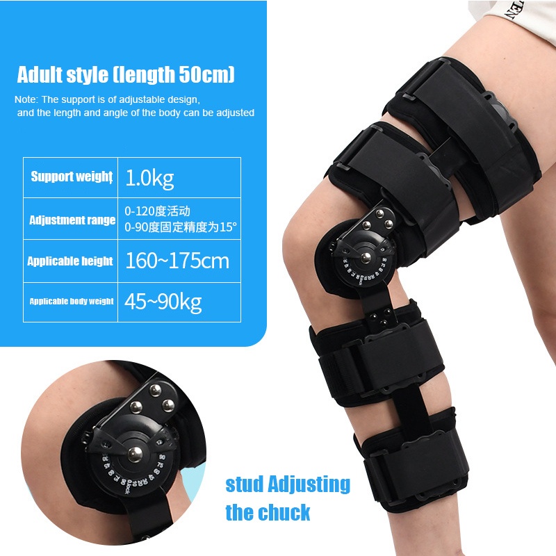 0-120 Degrees Adjustable Hinged Knee Leg Brace Support & Protect Knee ...
