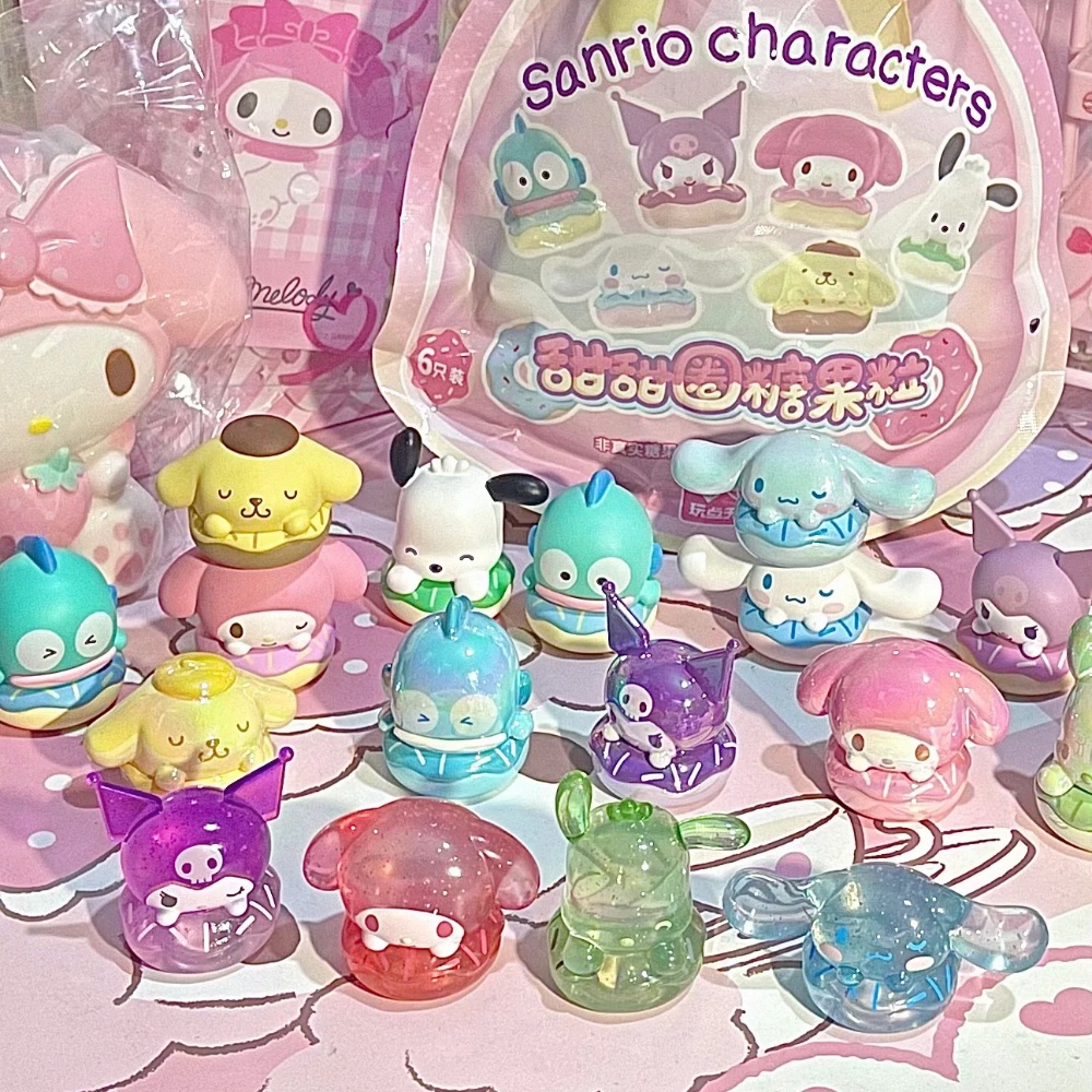 6pcs/bag Sanrio Random Bag Mini Figure Toys Cute Donut Kuromi Christmas ...