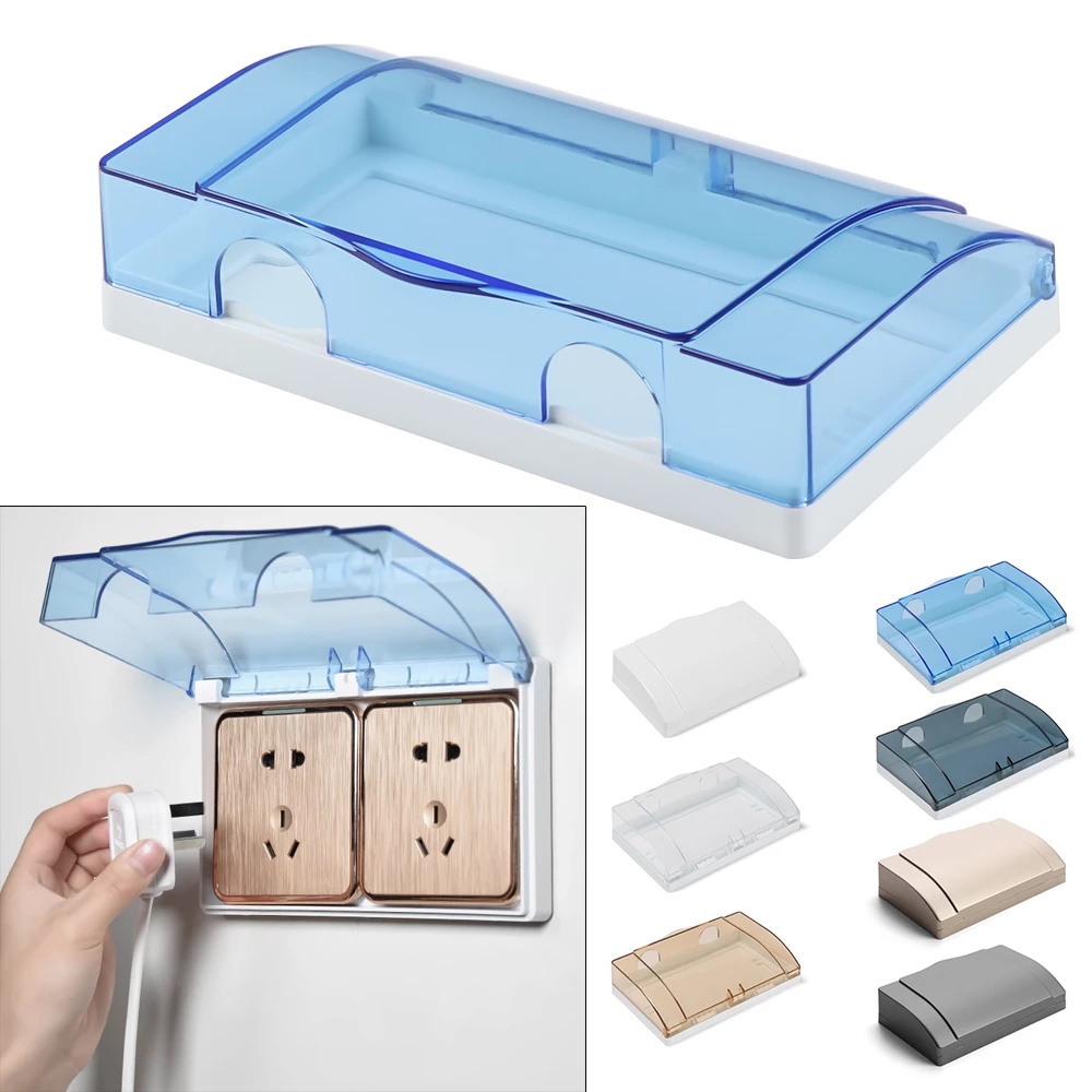 Double Socket Switch Protector Electric Plug Cover Child Safety Box ...