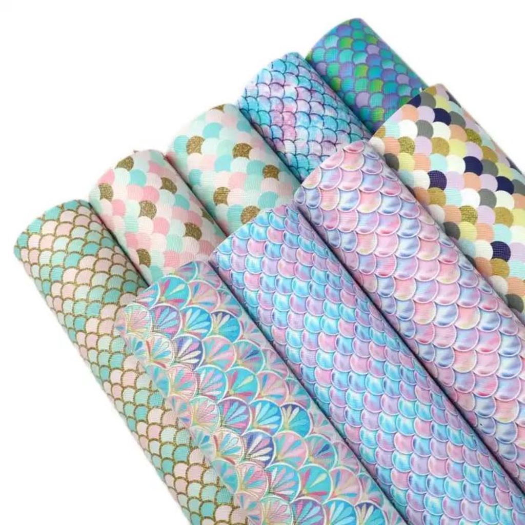Bee Happy Faux Leather Sheets - Mermaid Fish Scales 9pcs | Shopee ...