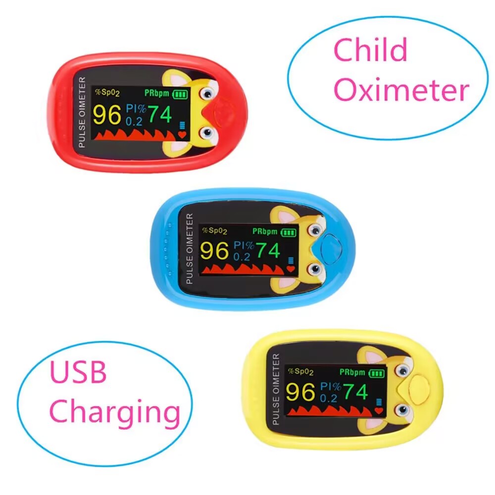 Children Fingertip Pulse Oximeter TFT Display Spo2 Tester Color Box Oxi ...