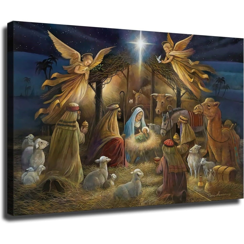 Nativity Scene Wall Art Beautiful Religious Christmas Decorations Jesus ...