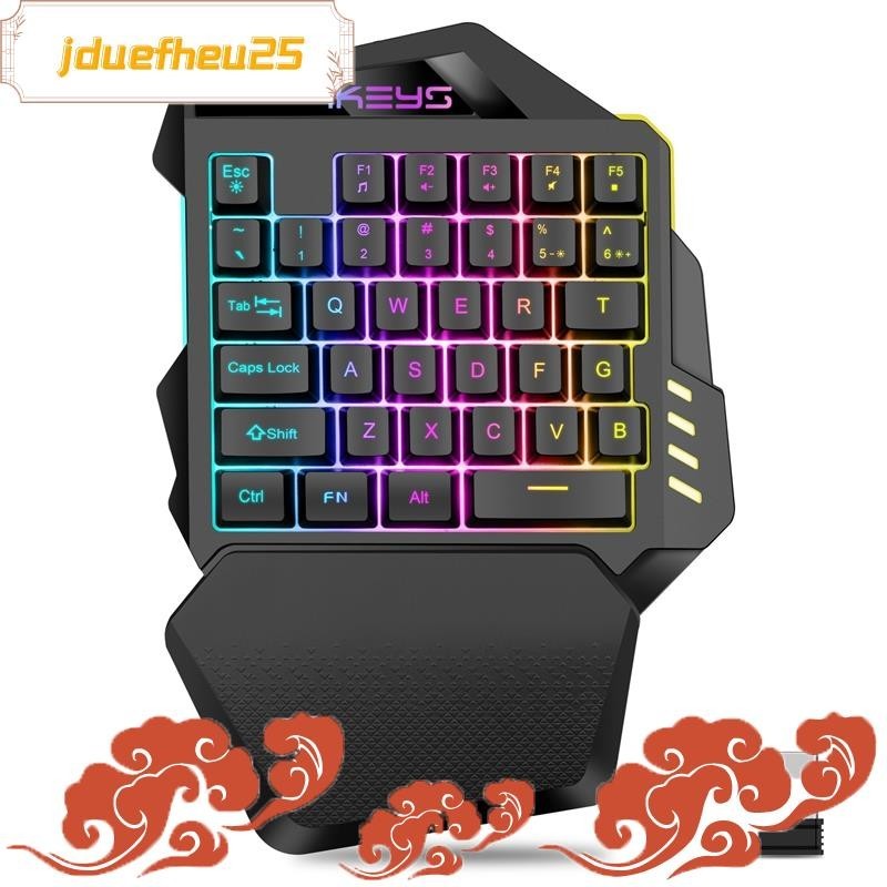One Hand Wireless Gaming Keyboard RGB Backlit Portable Mini Keyboard ...