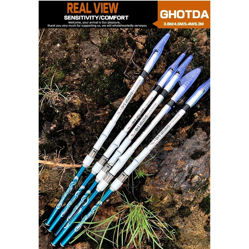 Portable Rotary Fishing 3.6M 4.5M5.4M 6.3M Fishing Rod Tough Carbon ...